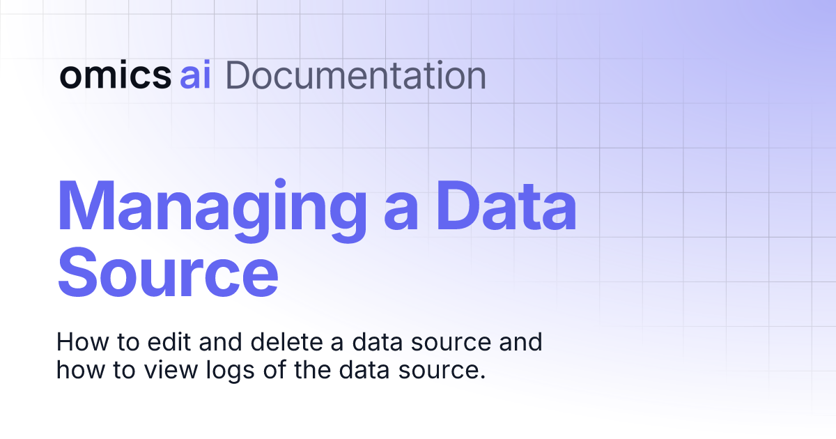 Managing a Data Source | Documentation
