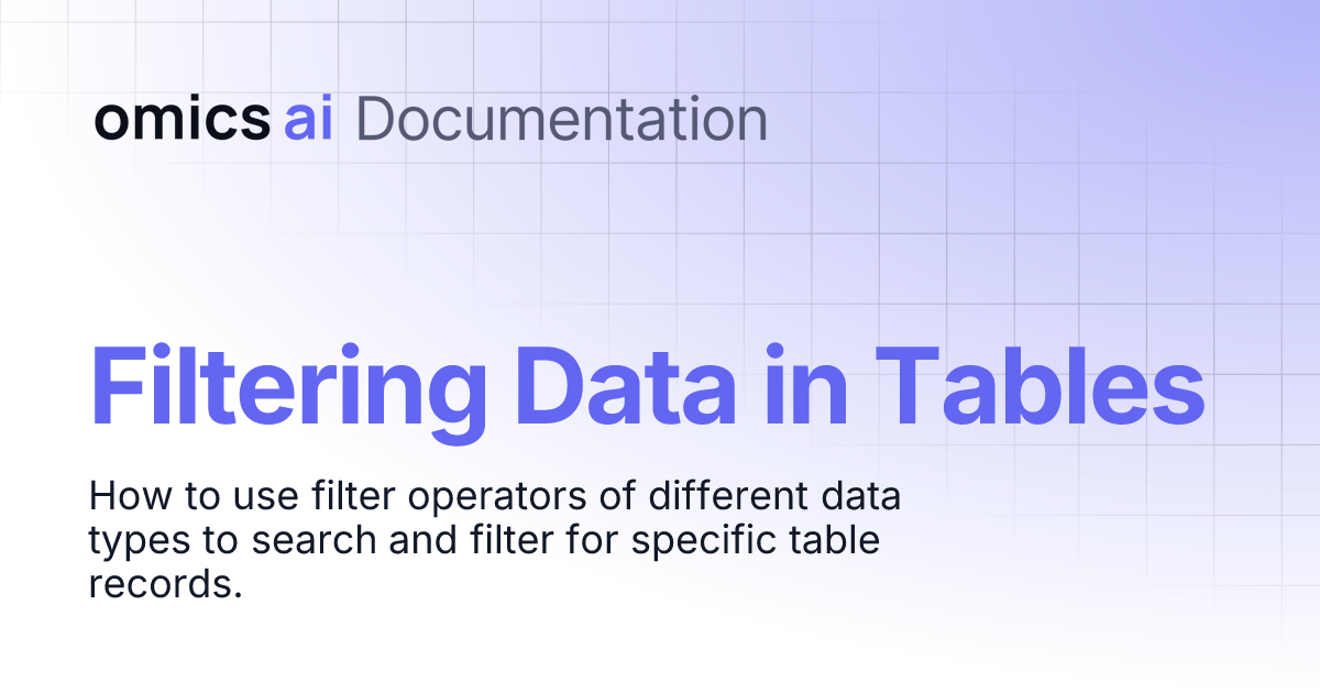 Filtering Data in Tables | Documentation