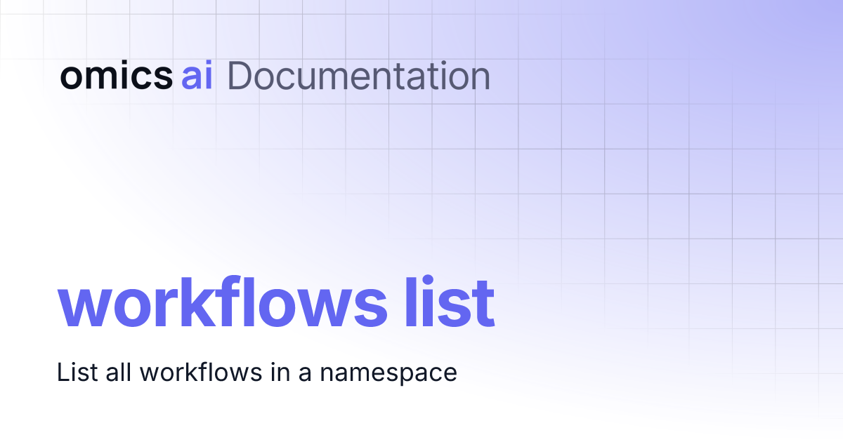 workflows list | Documentation