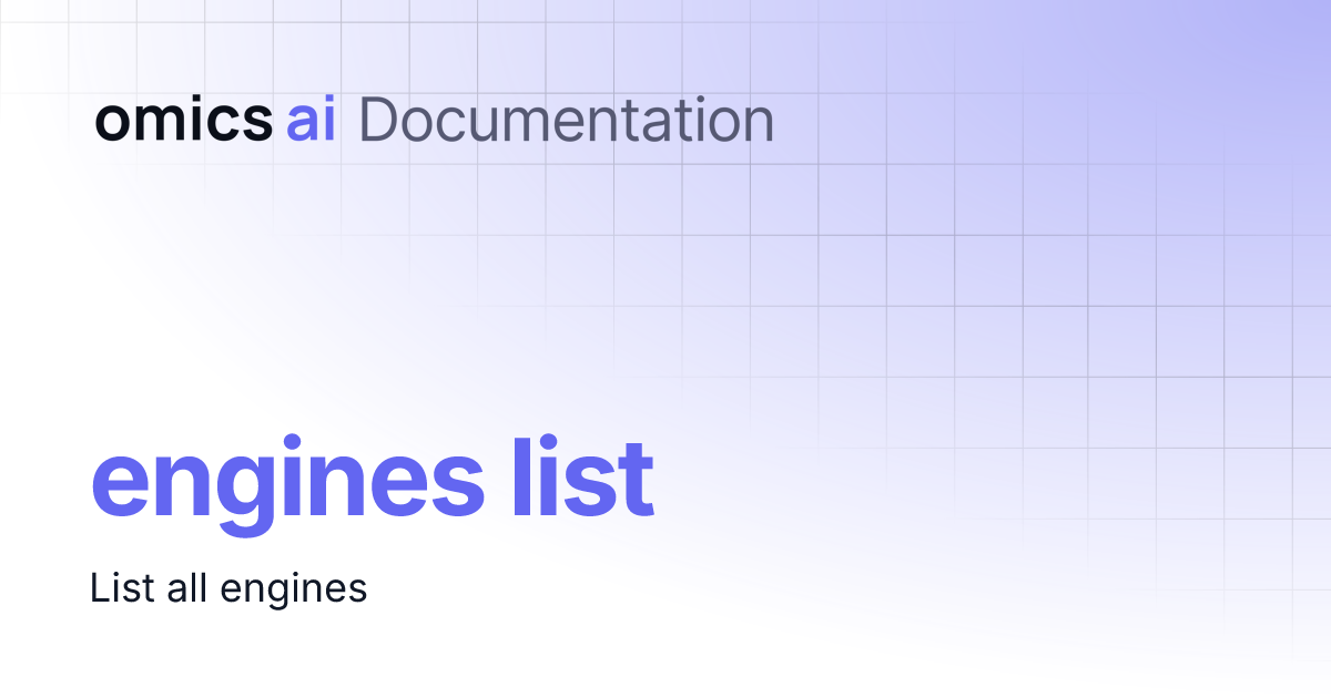 engines list | Documentation