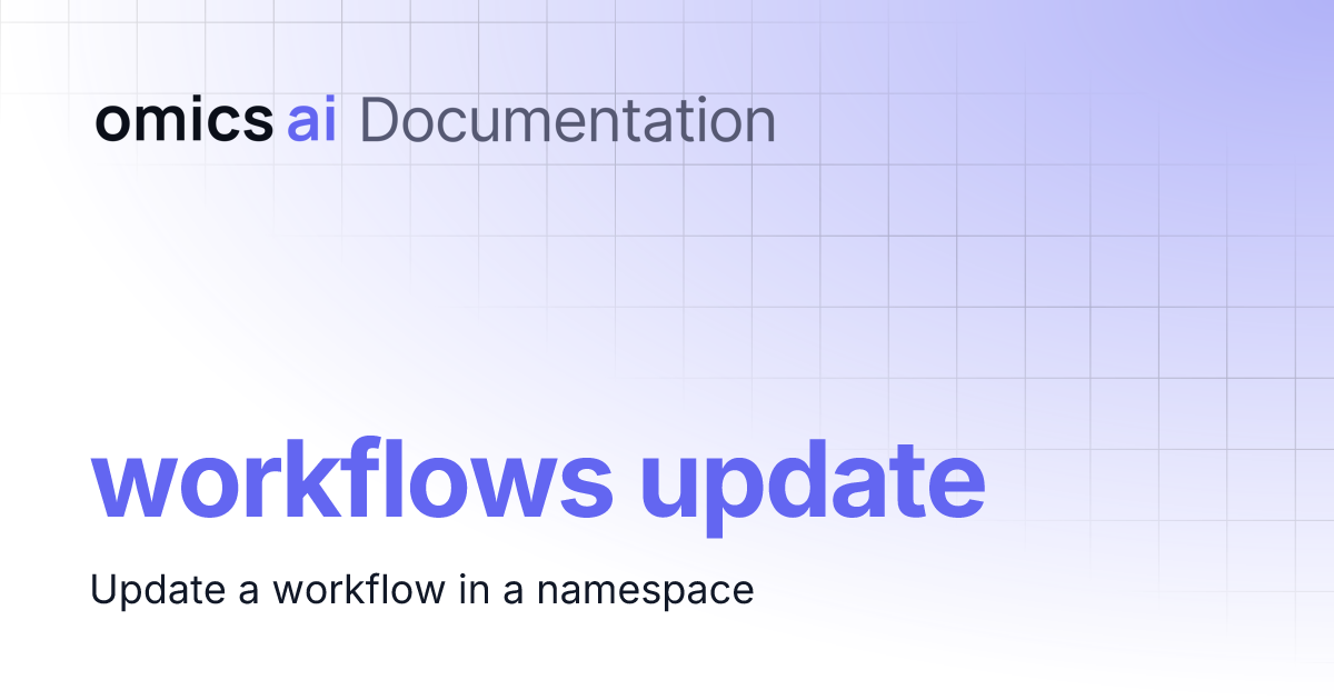 workflows update | Documentation